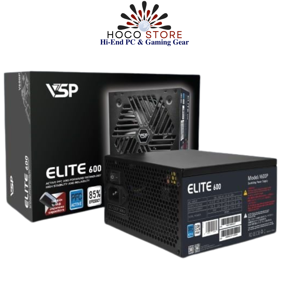 Nguồn VSP Elite Active PFC V600P Đen
